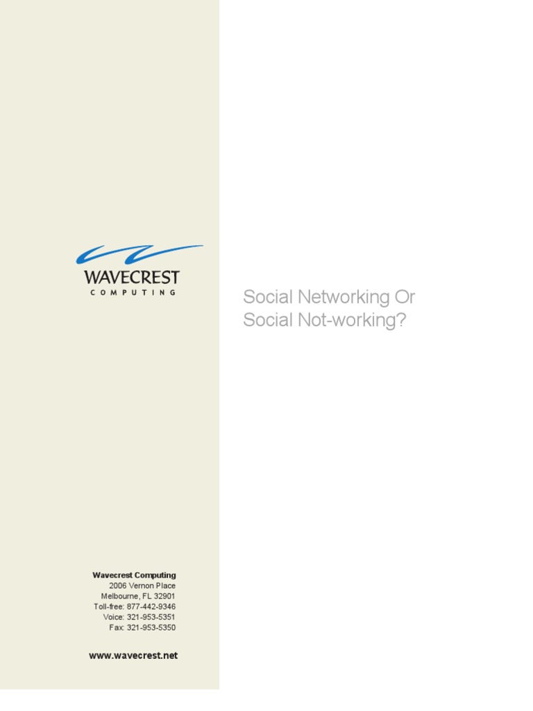 Social Networking or Social Not-Working?: Wavecrest Computing | PDF ...