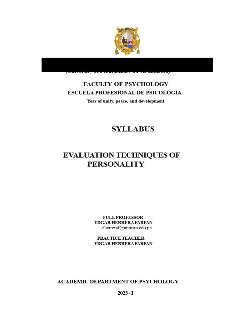 Personality Assessment Techniques | PDF | Psychology | Psychological ...