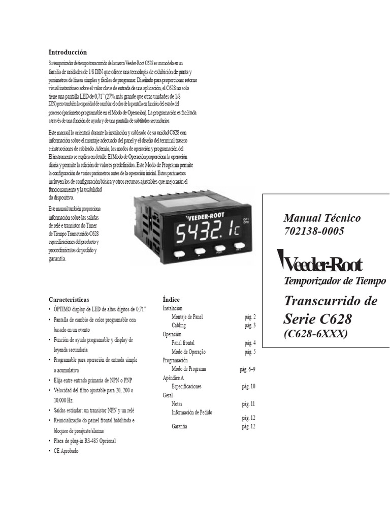 Manual del Temporizador Veeder-Root C628 | PDF | Terminal de ...