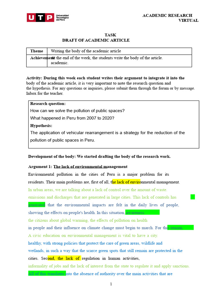 Week 13 - Topic 1 Assignment - Draft of Academic Article (Body) | PDF ...