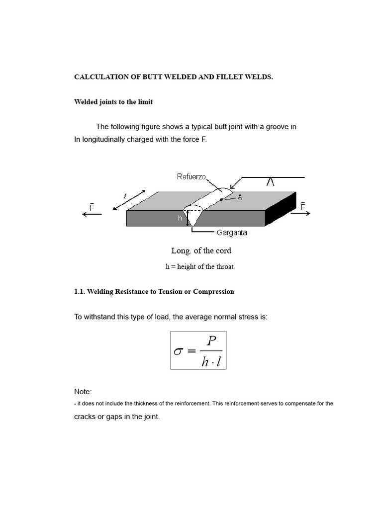 CALCULATION OF BUTT AND FILLET WELDED JOINTS | PDF | Strength Of ...