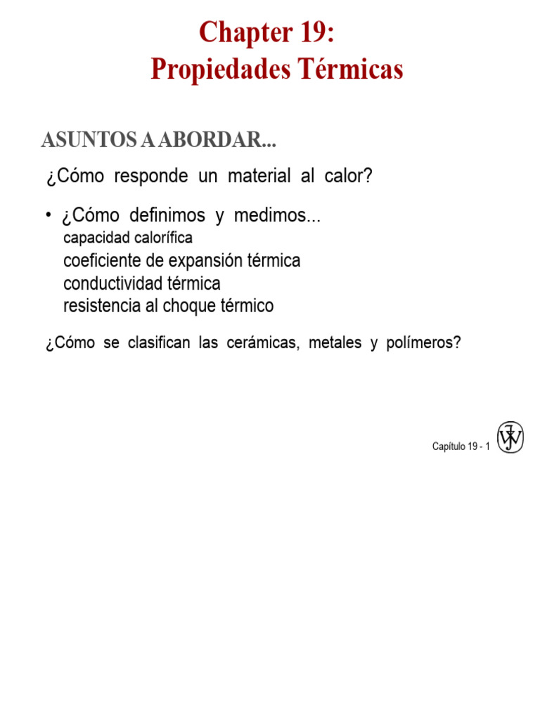 ch19 Propiedades Termales | PDF | Capacidad calorífica | Temperatura