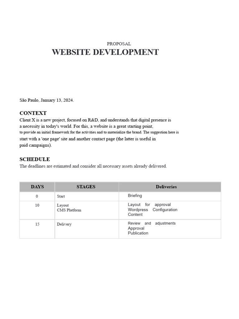 Website Development Proposal for Client X | PDF
