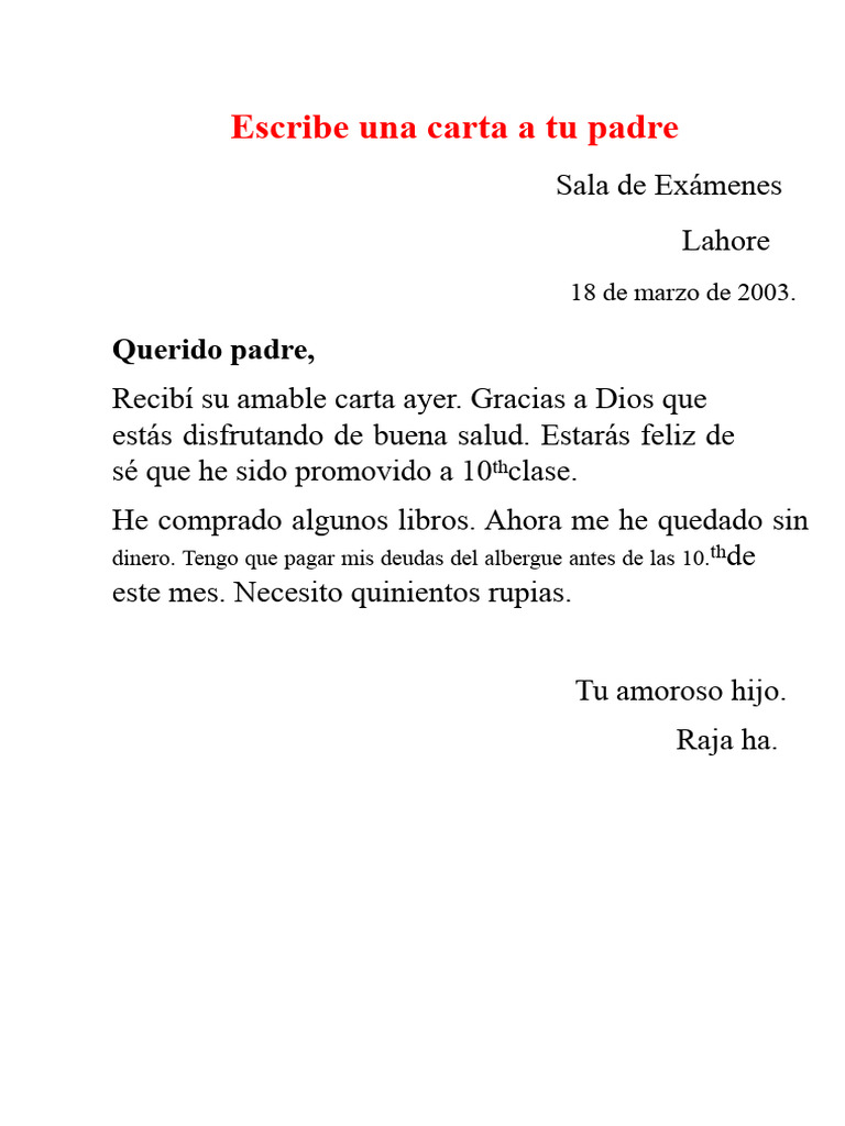 Escribe Una Carta A Tu Padre | PDF