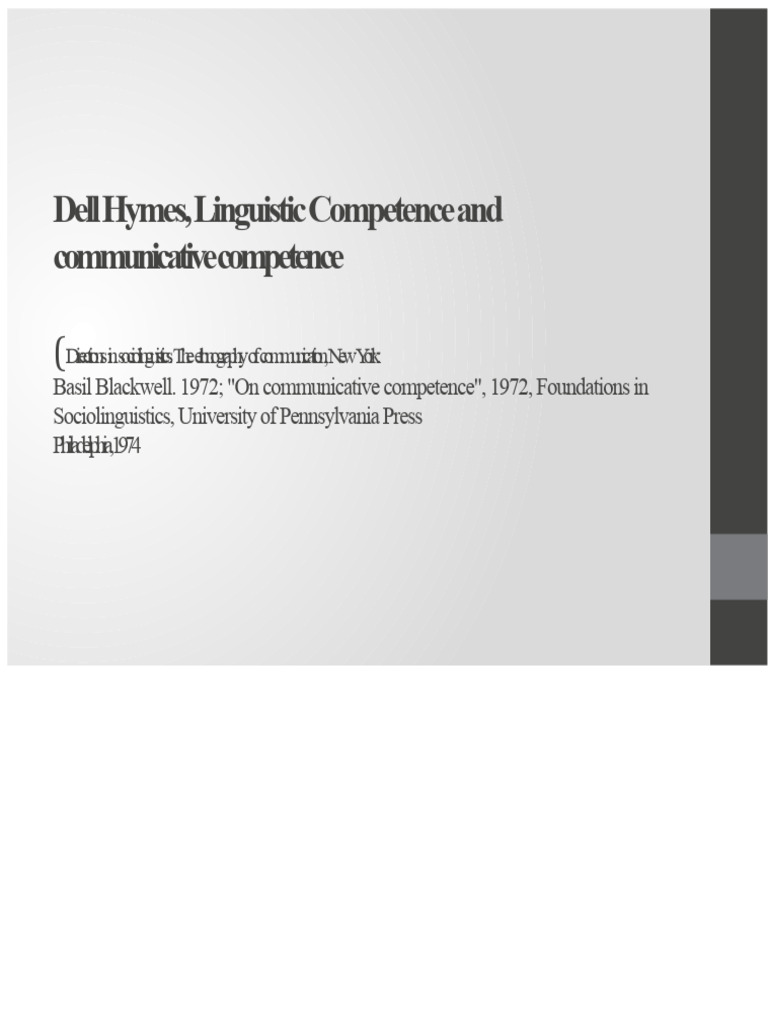 Dell Hymes, Linguistic Competence and Communicative Competence-2 | PDF ...