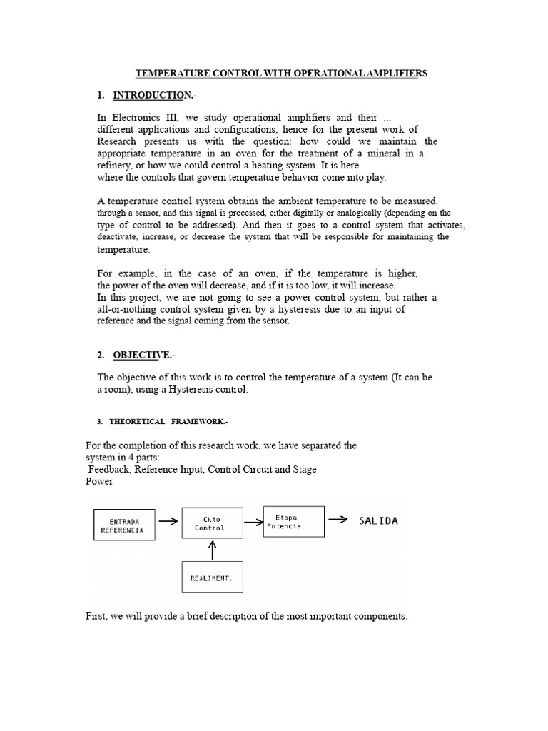 Temperature Control Using Op-Amps | PDF | Amplifier | Operational Amplifier