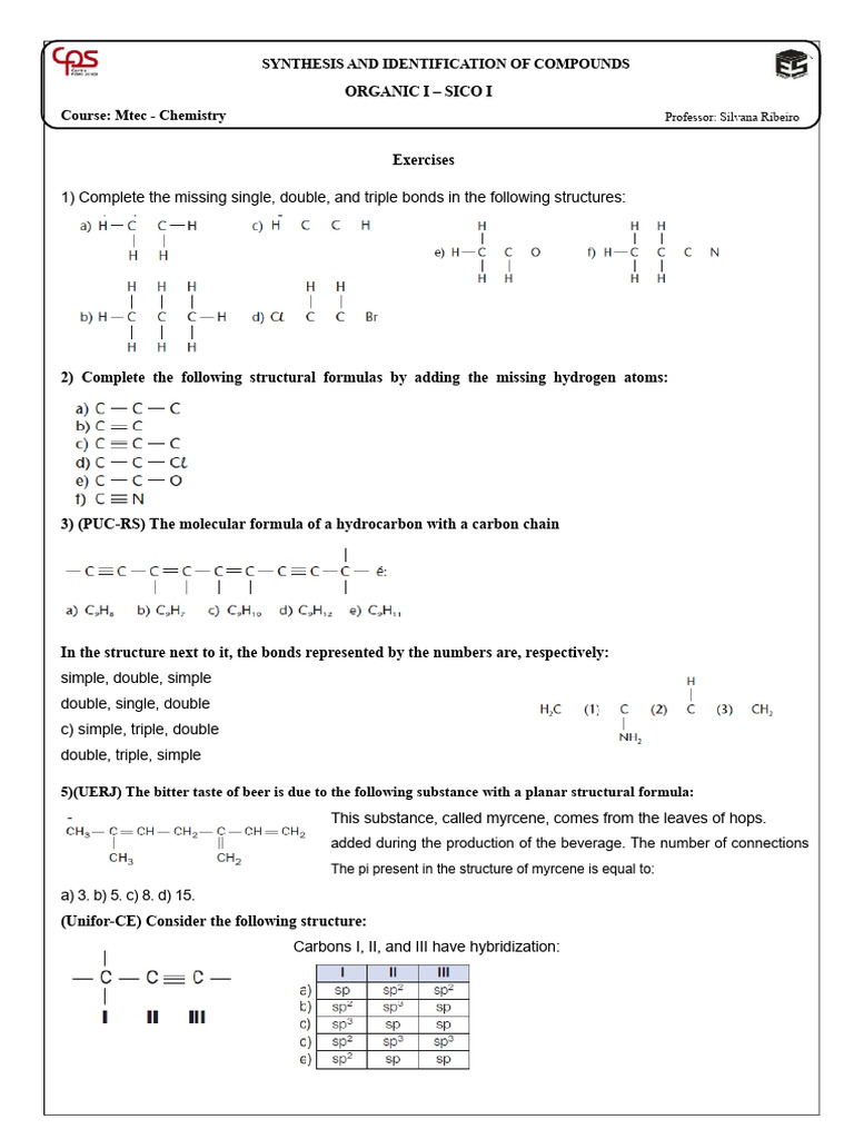 Characteristics of Carbon Exercises 2 pdf | PDF | Chemical Bond ...