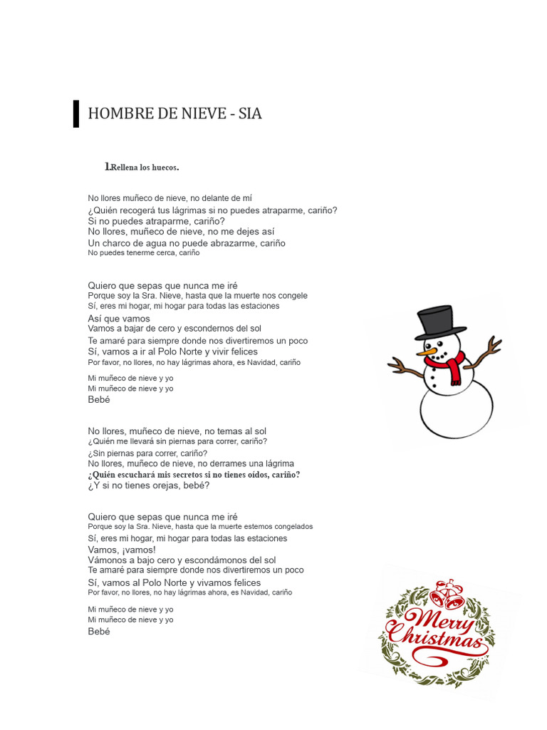 Taller de Muñeco de Nieve Deivid Julián Ramirez Cañon 7°a | PDF | Nieve