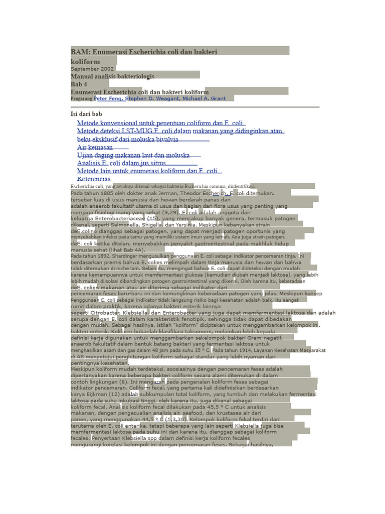 Metode Enumerasi E. coli dan Koliform | PDF