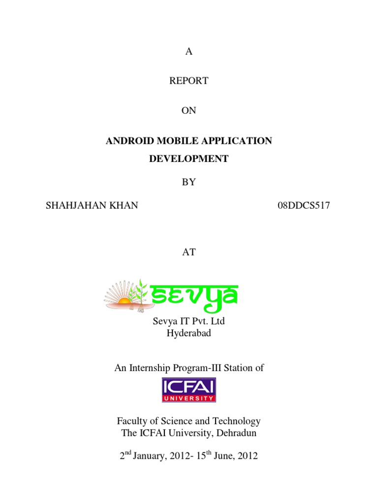 Report On Android Mobile Application Devlopment | PDF | Eclipse (Software) | Android (Operating ...