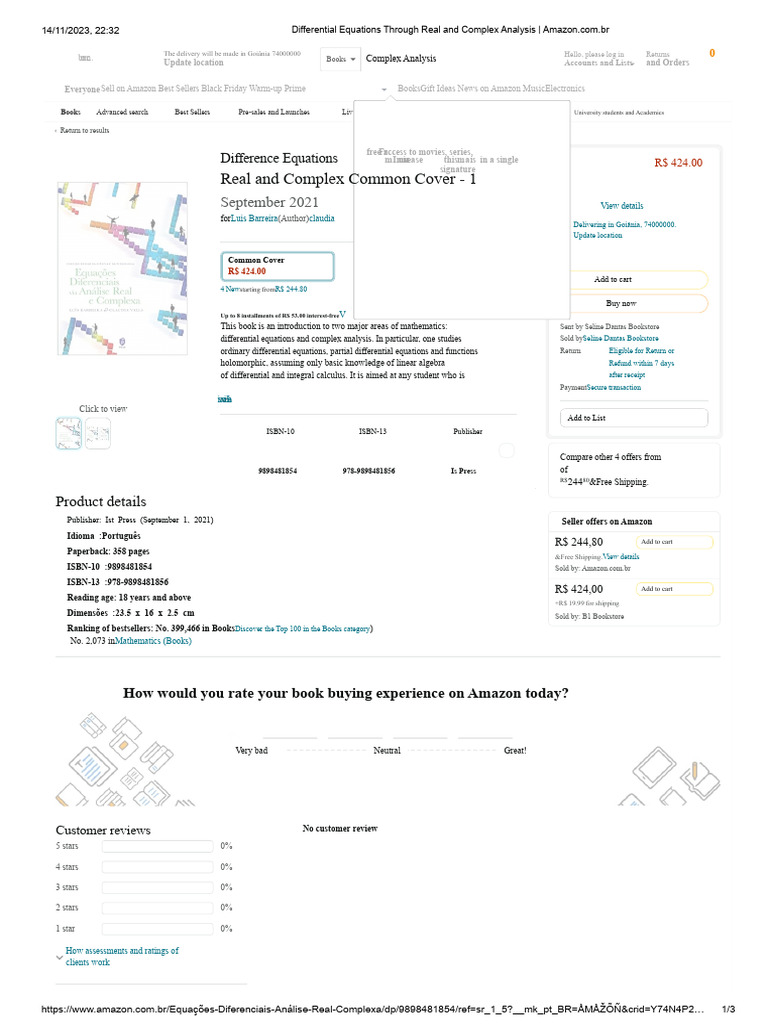 Differential Equations Through Real and Complex Analysis _ Amazon.com.br | PDF | Mathematical ...
