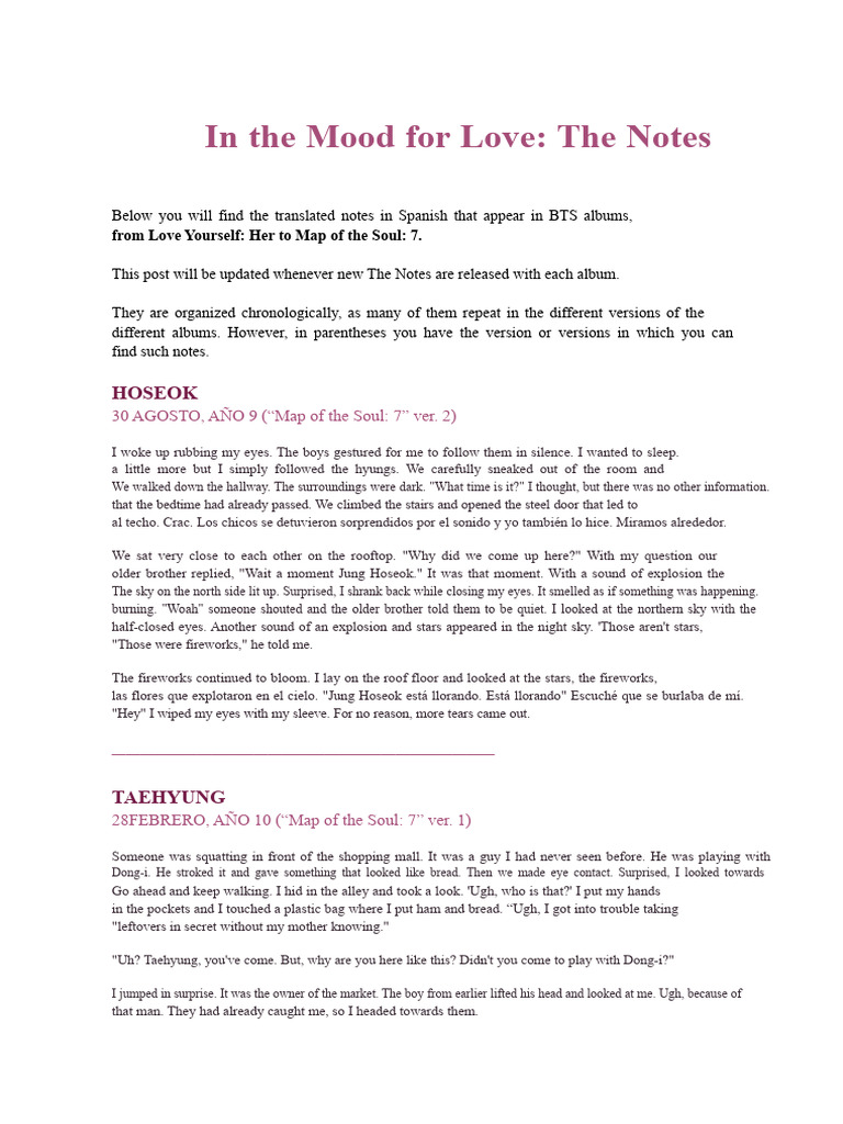 In The Mood For Love The Notes-1 PDF | PDF