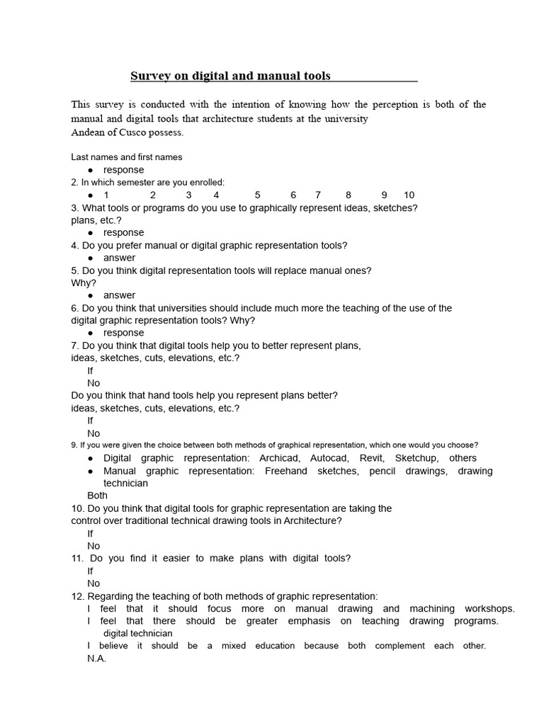 Survey on digital and manual tools | PDF