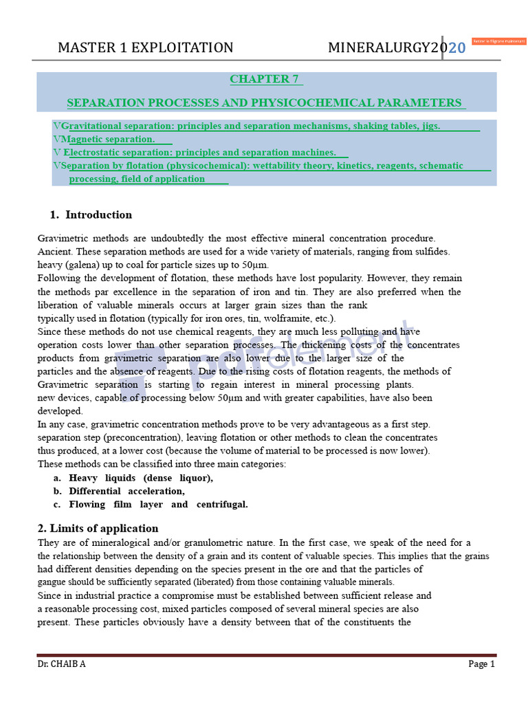 Gravimetric Separation in Mineral Processing | PDF | Chemical ...