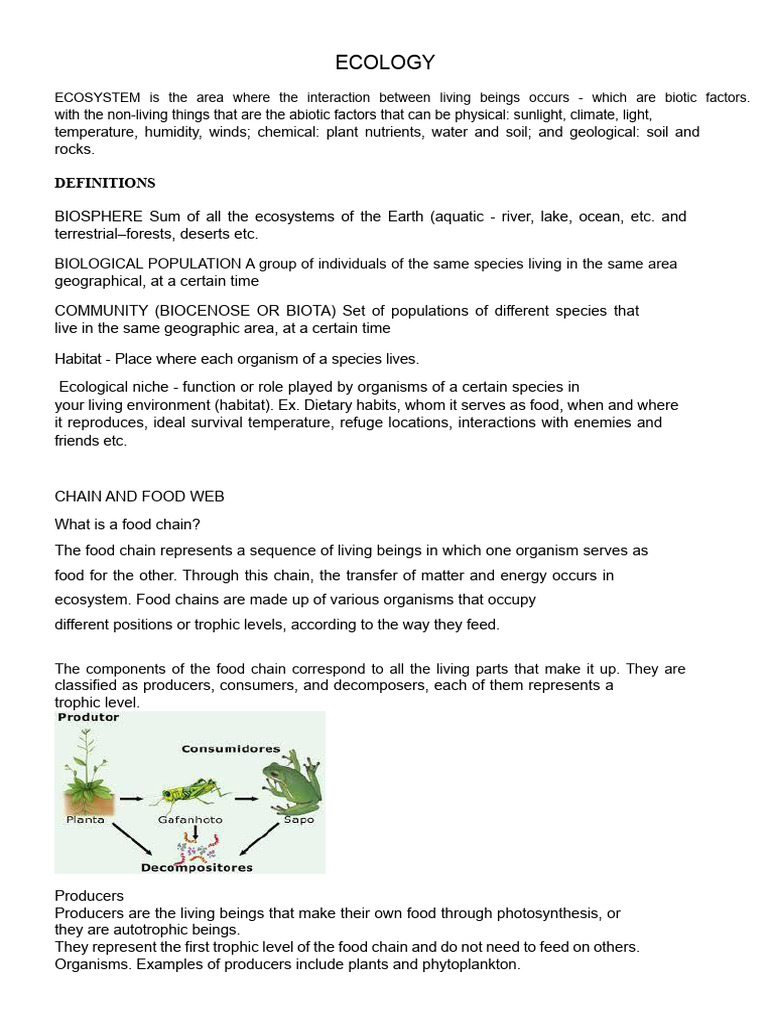 ECOLOGY - Text and Exercises PDF | PDF | Food Web | Ecosystem