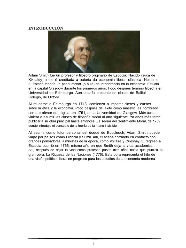 LA TEORÍA DE LA MANO INVISIBLE | PDF | Adam Smith | Economias