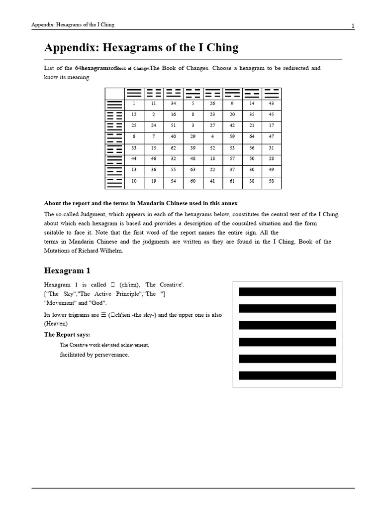 I Ching Hexagrams Overview | PDF | Divination | Chinese Philosophy