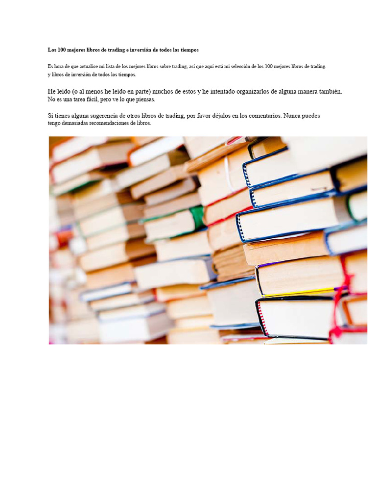 100 Mejores Libros de Trading e Inversión | PDF | Comerciante (Finanzas ...