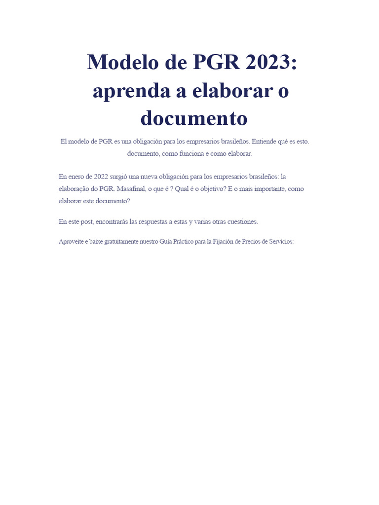 Cómo Elaborar el Modelo de PGR 2023 | PDF | Riesgo | Probabilidad