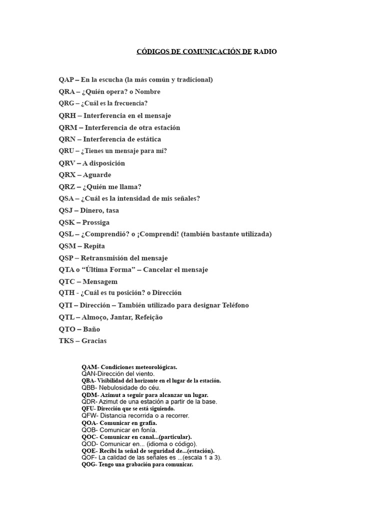Códigos de Comunicación de Radio Q. | PDF