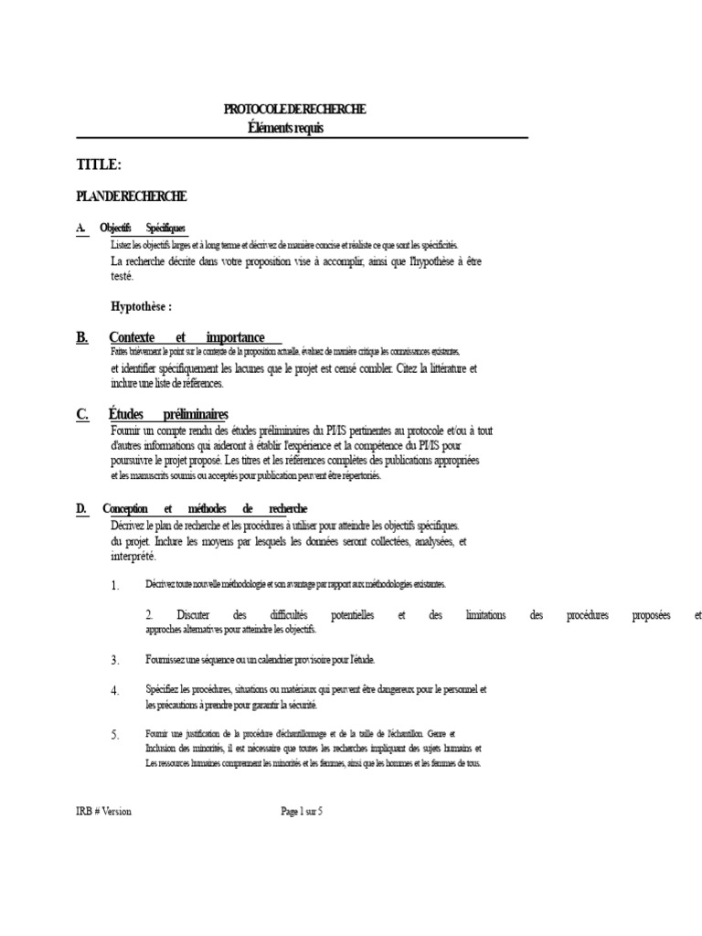 Protocole de recherche : objectifs et méthodes | PDF | Consentement éclairé