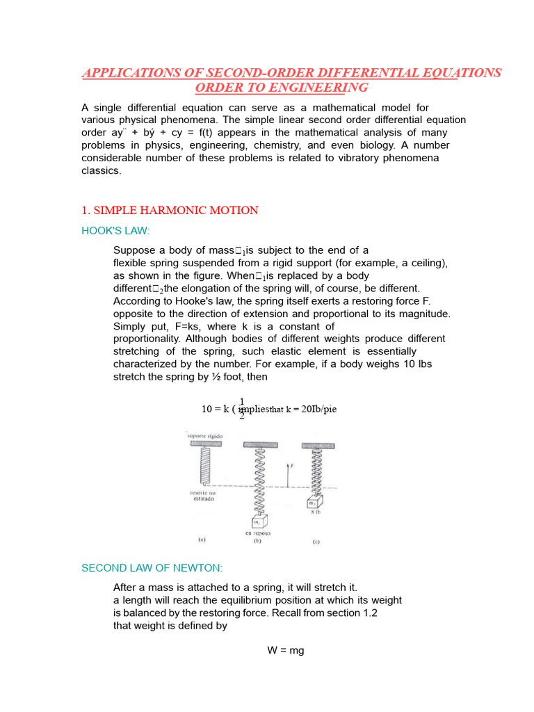 Applications of Second Order Differential Equations in Engineering | PDF | Oscillation | Damping