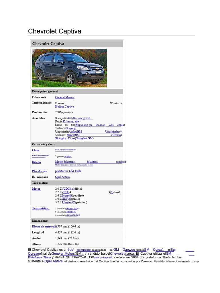 Chevrolet Captiva | PDF | Fabricantes de automóviles | Coche
