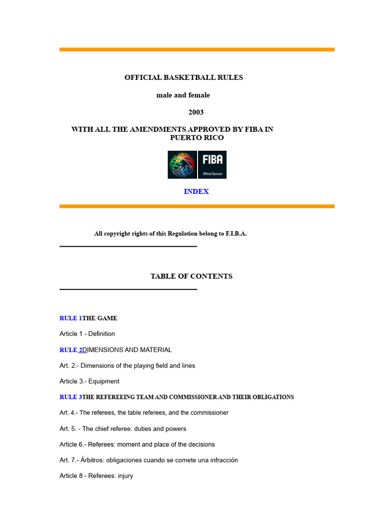 Official Basketball Rules - FIBA | PDF | Referee | Area