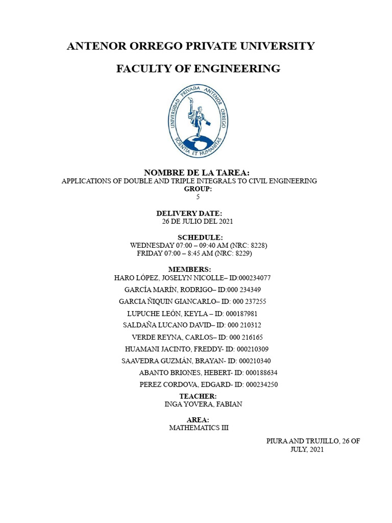 Applications of Double and Triple Integrals in Civil Engineering | PDF ...