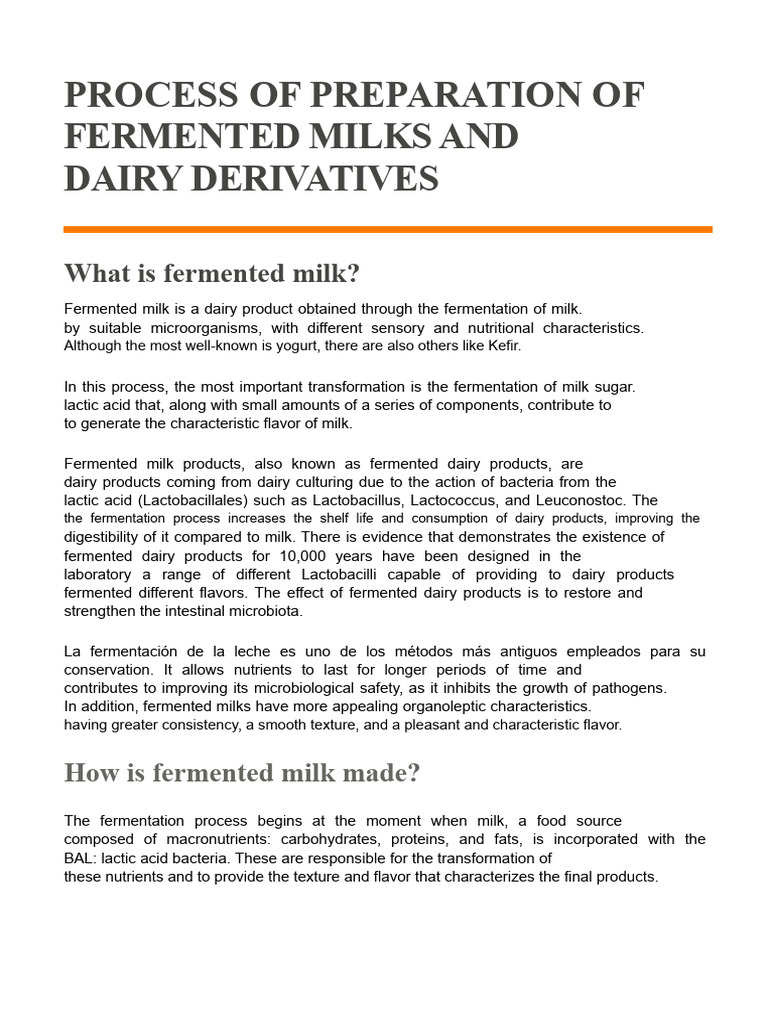 Fermented Milk and Dairy Production Guide | PDF | Milk | Butter