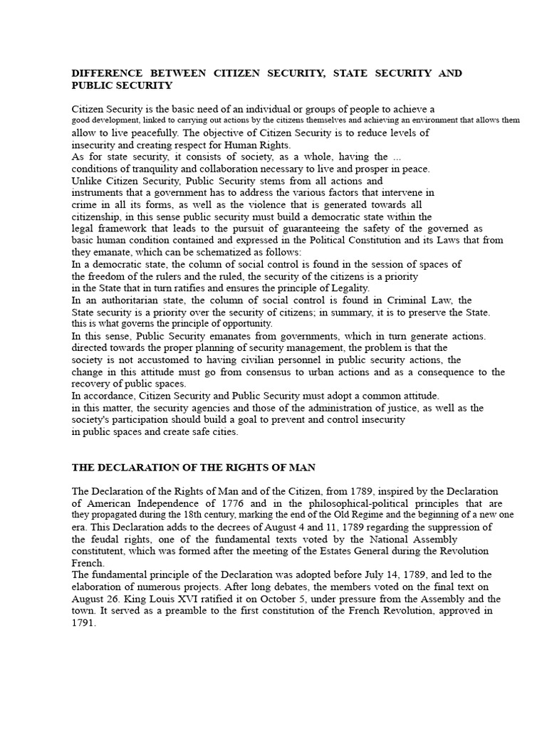 Understanding Citizen, State, and Public Security | PDF | Human Rights ...