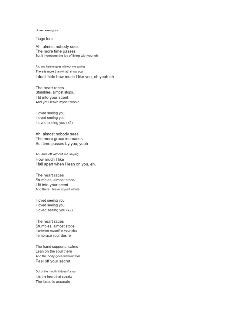I Loved Seeing You - Tiago Iorc | PDF