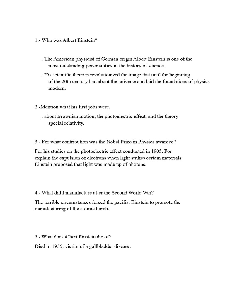 Albert Einstein: Life and Contributions | PDF