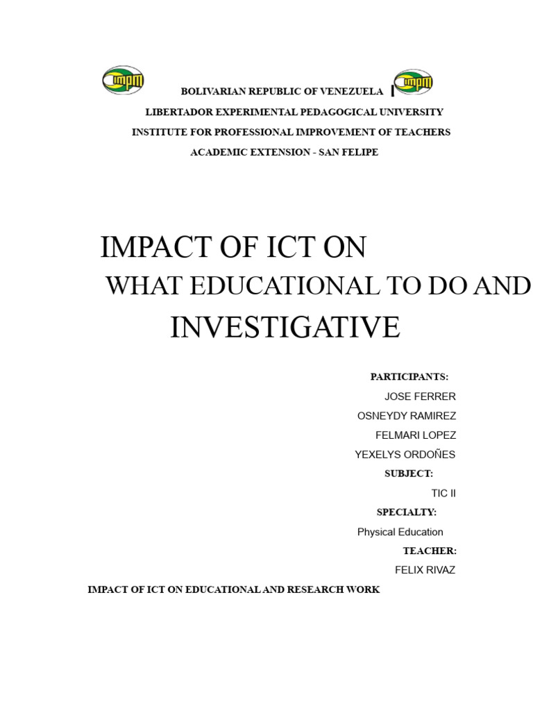 IMPACT OF ICT ON EDUCATIONAL AND RESEARCH WORK.... Jose Ferrer | PDF ...