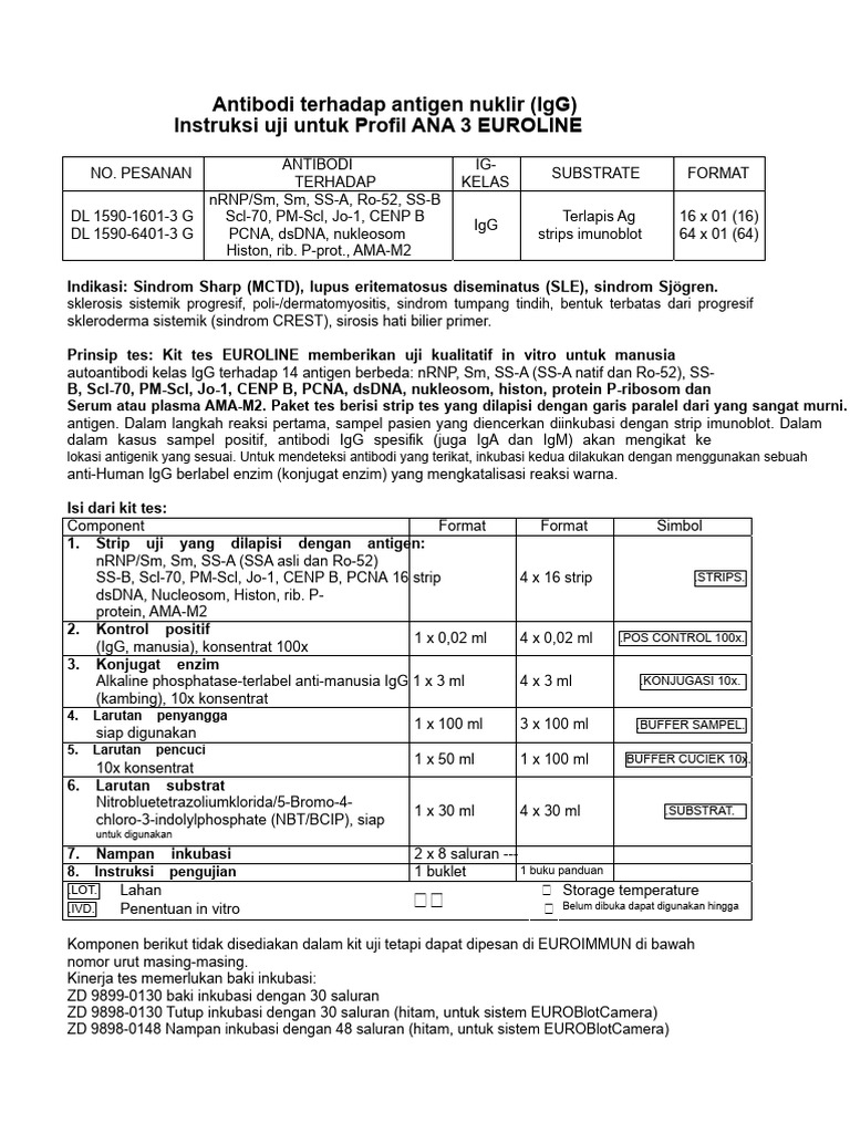 Uji Profil ANA 3 EUROLINE untuk IgG | PDF