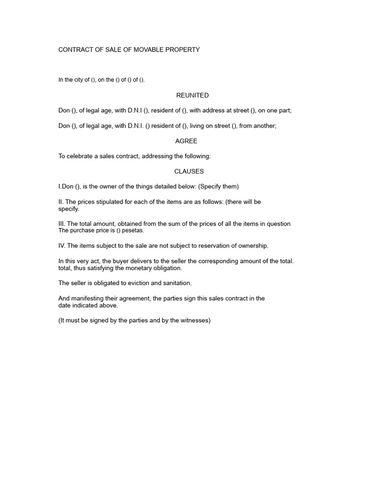 Contract For The Purchase-Sale of Movable Goods | PDF