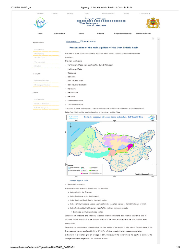 Oum Er Rbia Aquifers Overview | PDF | Aquifer | Hydrogeology