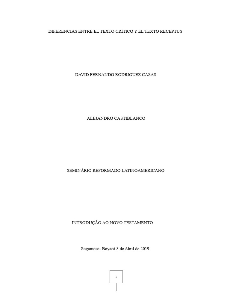 Diferenças entre Texto Crítico e Receptus | PDF | Novo Testamento | Bíblia