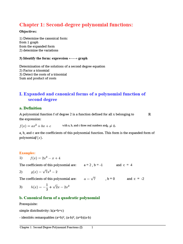 Understanding Second-Degree Polynomials | PDF | Polynomial | Quadratic ...