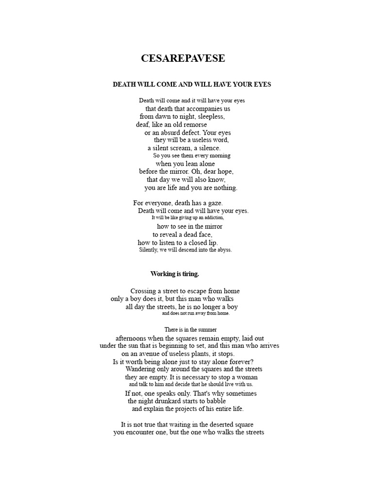 Cesare Pavese - Poems | PDF