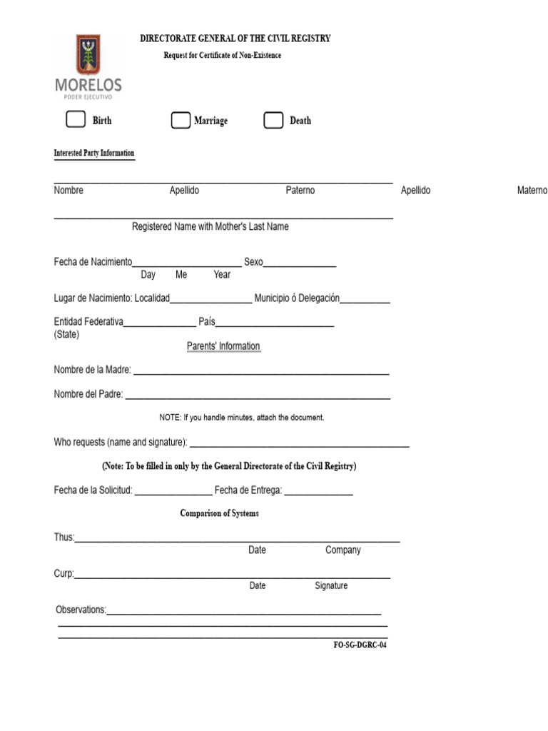 request for a certificate of non-existence of registration | PDF ...