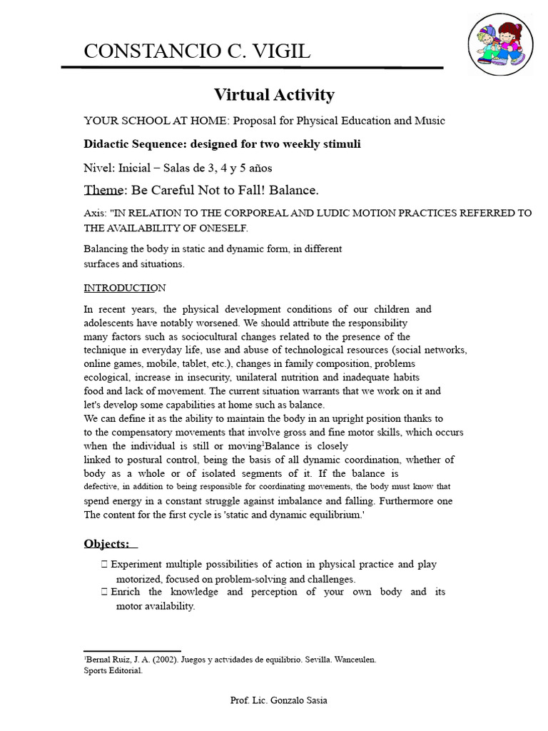 Home Activities for Balance Skills | PDF