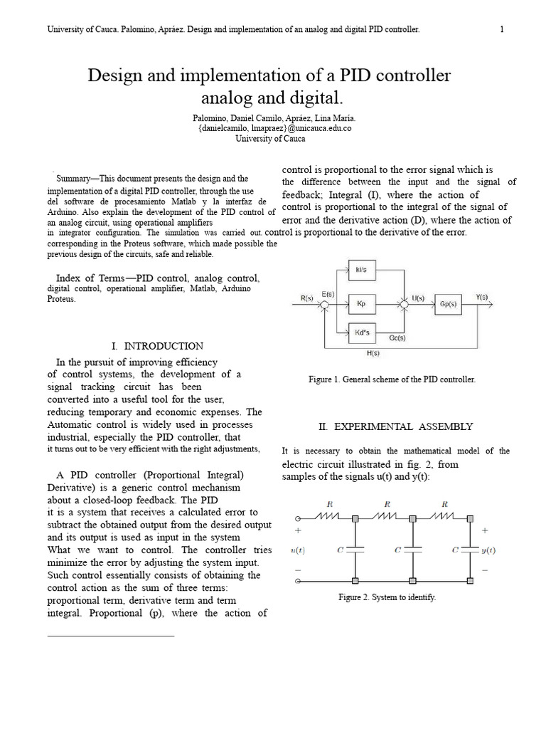 Design and Implementation of An Analog and Digital PID Controller ...