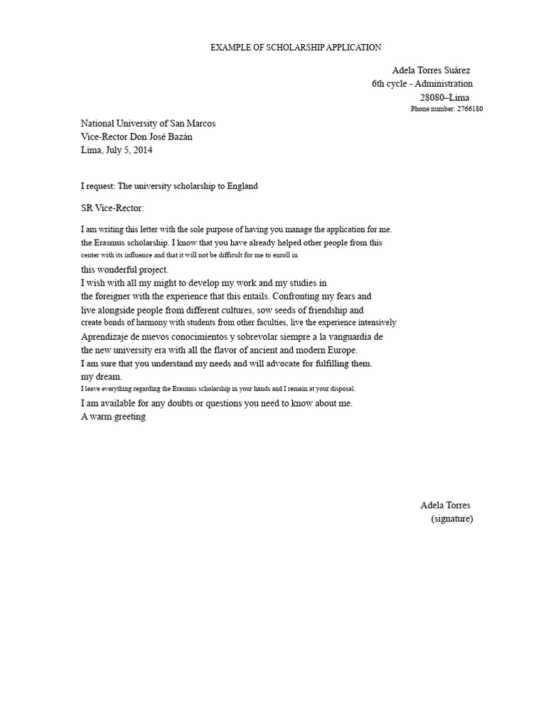 Example of Scholarship Application | PDF | Mail