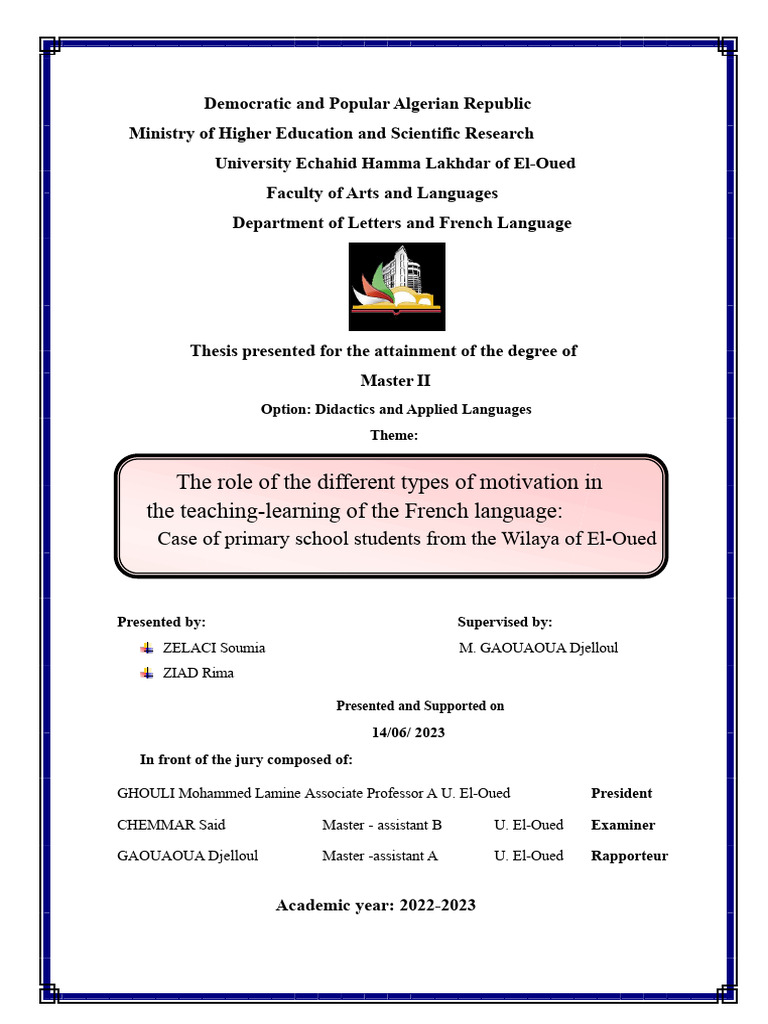 The role of motivation in language class-1 | PDF | Motivational ...