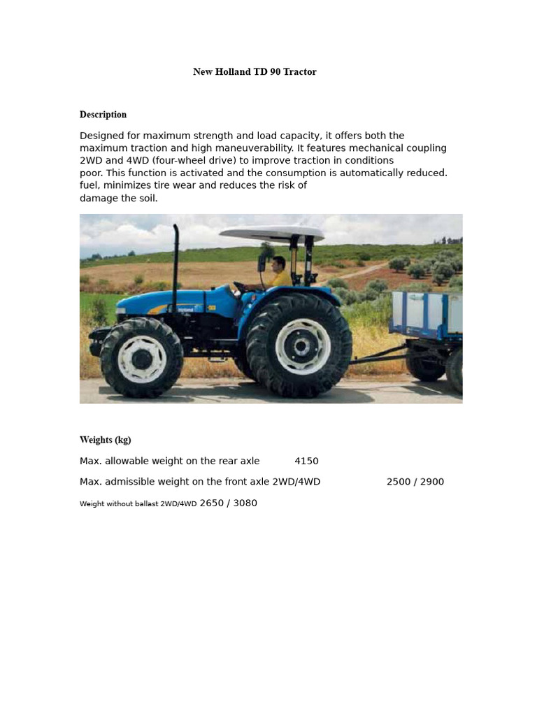New Holland TD 90 Tractor Specs | PDF