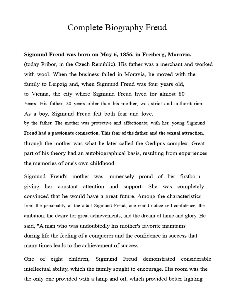 Complete Biography of Freud | PDF | Sigmund Freud | Psychoanalysis