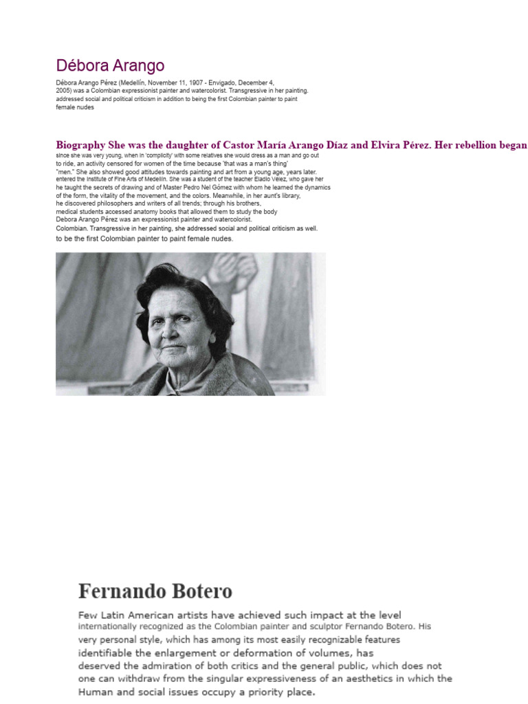 Debora Arango.docx | PDF | Plastic Arts | Paintings