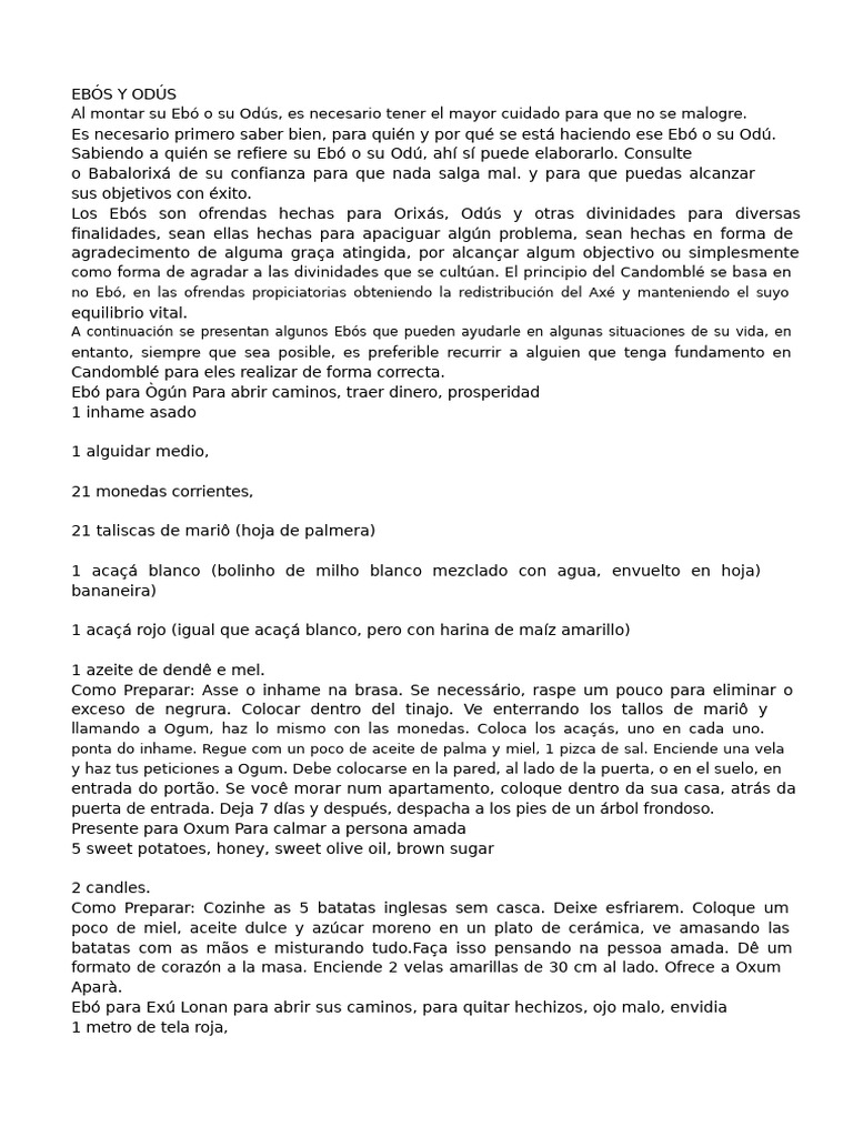 Guía de Ebós y Odús en Candomblé | PDF | Vela