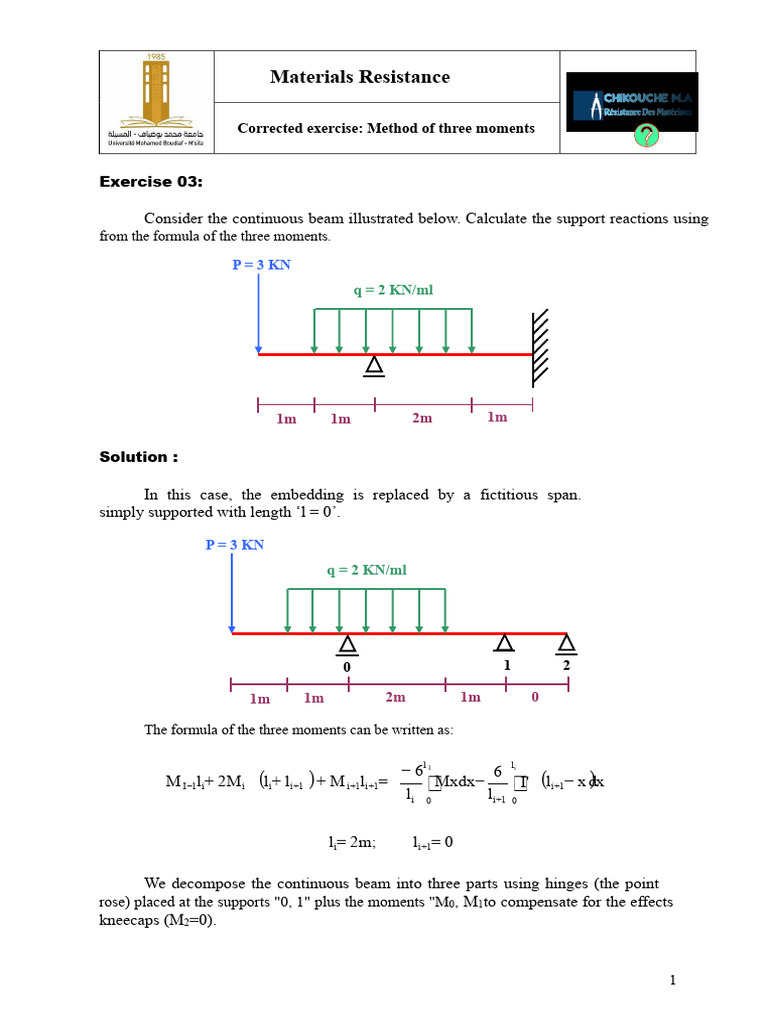 Three Moments Method for Beam Analysis | PDF | Applied And ...